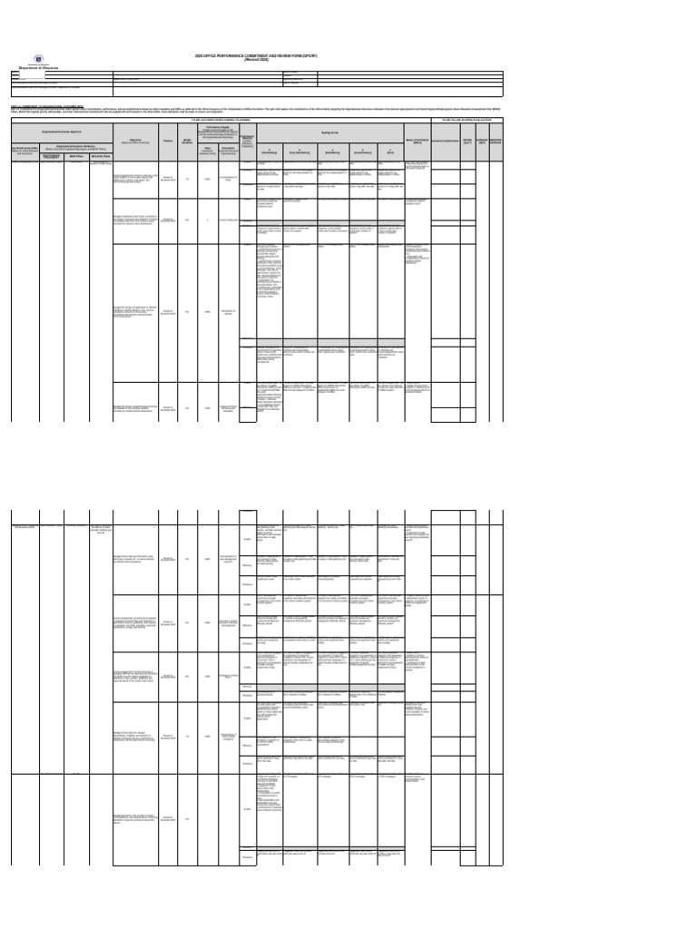 OPCRF 2024-2025 Template Overview | PDF | Teachers | Evaluation