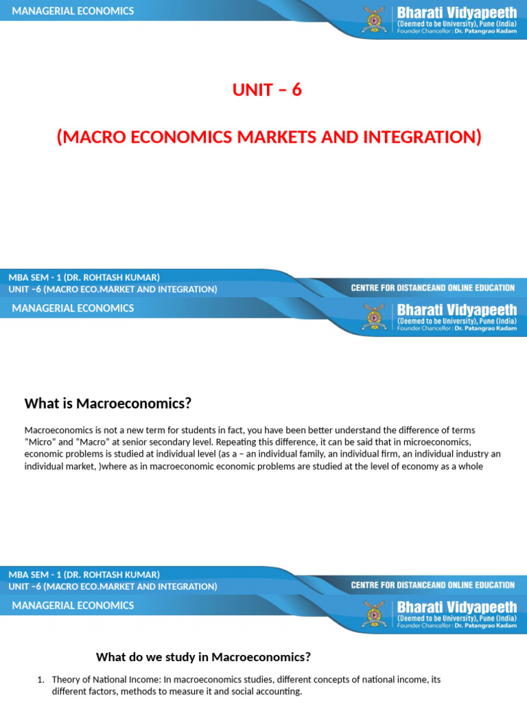 UNIT-6 (MACRO ECONOMICS MARKETS AND INTEGRATION) FD | PDF ...