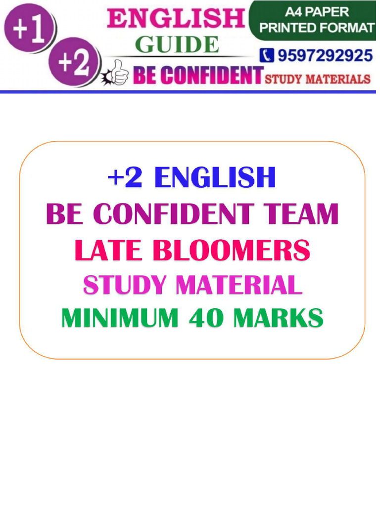 XII ENG - BE CONFIDENT - LATE BLOOMERS SPECIAL MINIMUM PASS (45 MARKS ...
