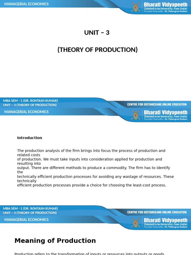 Theory of Production in Managerial Economics | PDF | Production ...