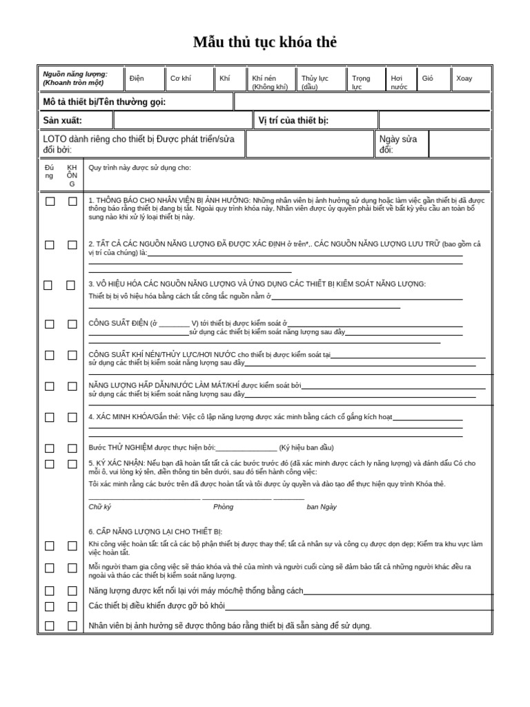 Sample Lockout Procedure 1 (1) | PDF