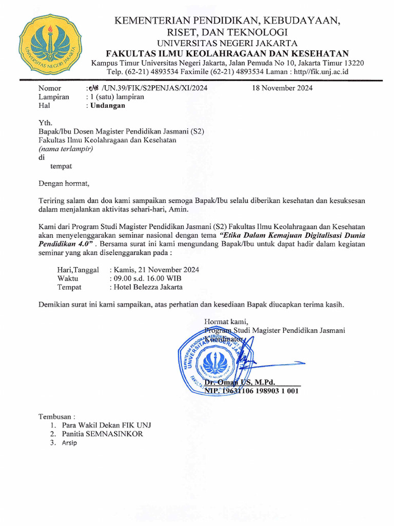 Undangan Bapak Ibu Dosen | PDF