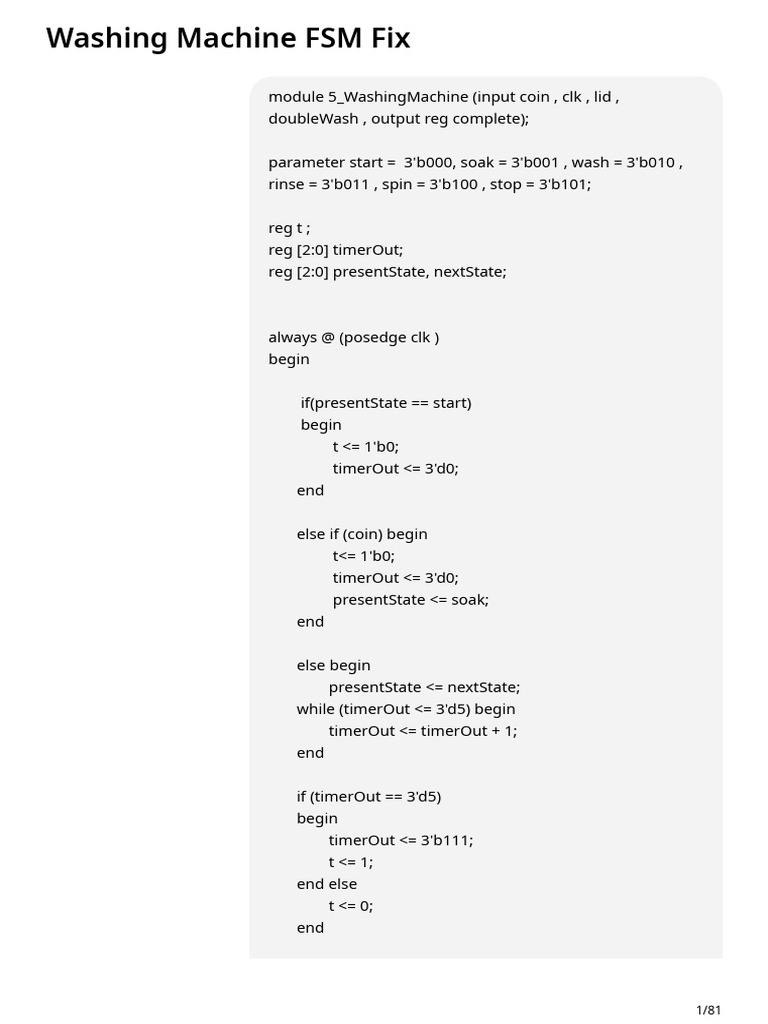 Washing Machine FSM Fix | PDF | Washing Machine | Computer Programming