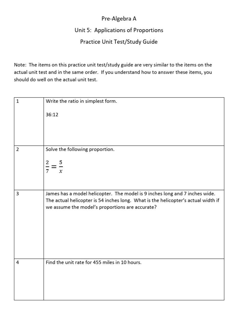 Unit 5 Applications of Proportions Practice Test | PDF | Area | Geometry