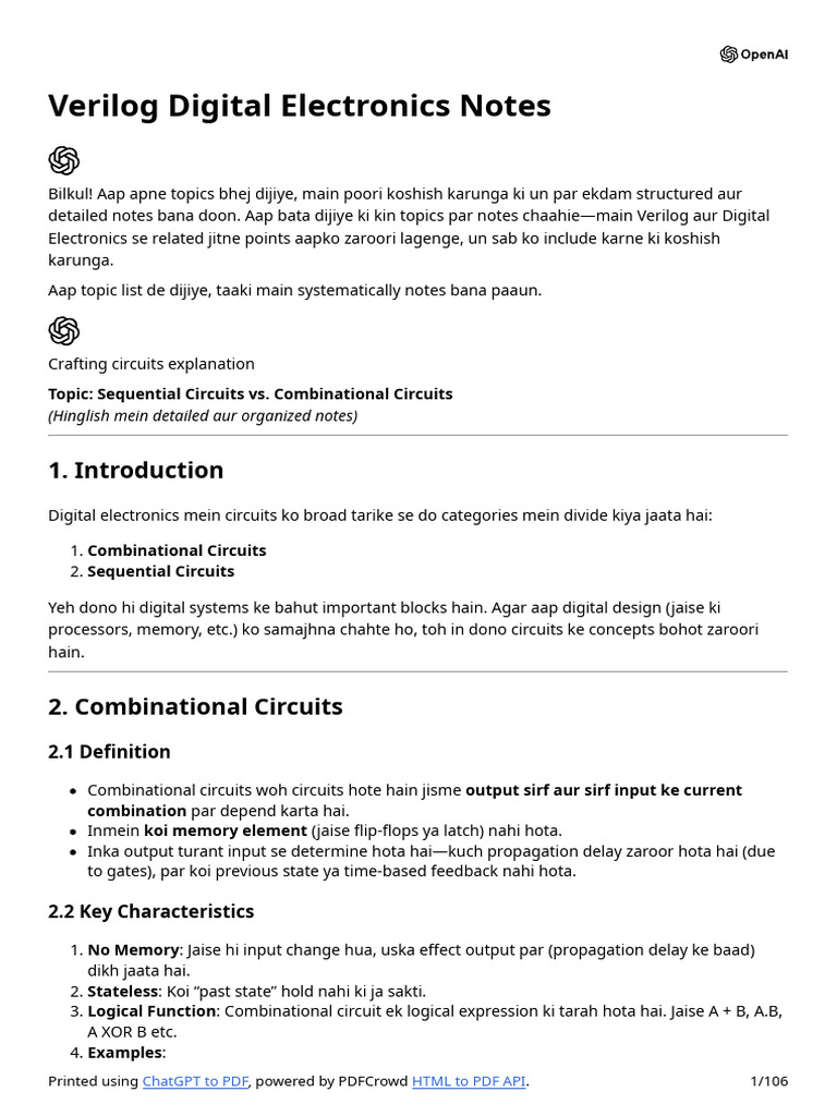 Verilog Digital Electronics Notes (1) | PDF | Computer Engineering ...