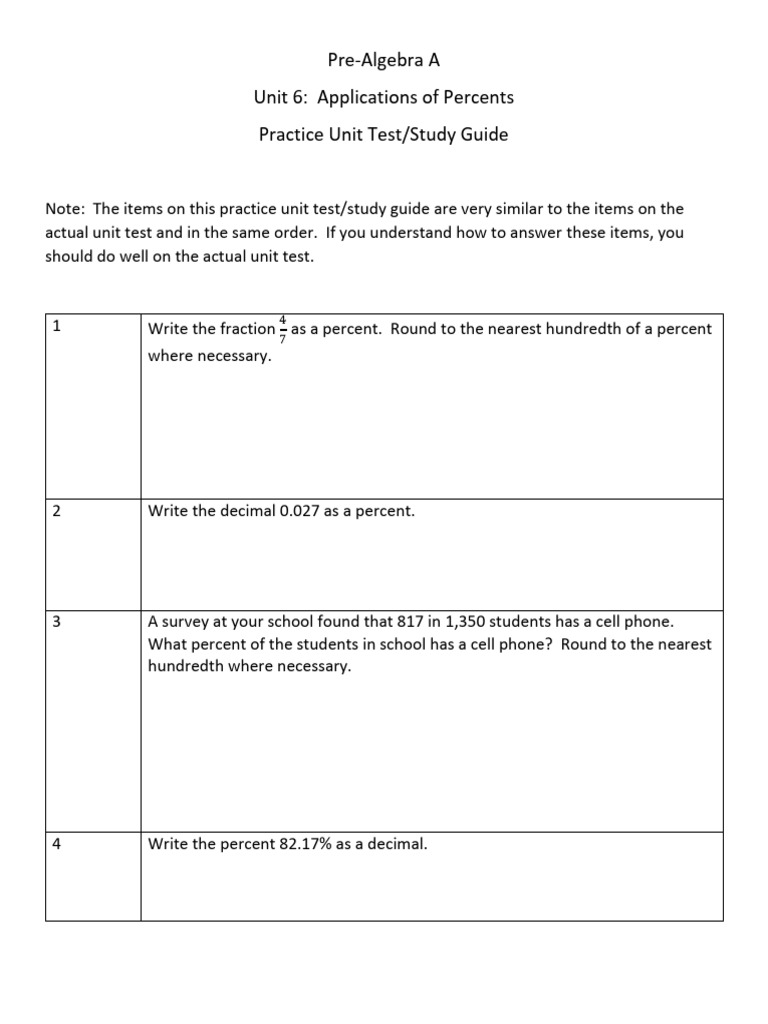 Unit 6 Applications of Percents Practice Test | PDF | Economies