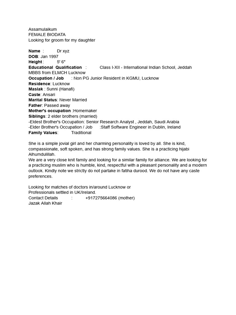 Biodata DR Hiba | PDF