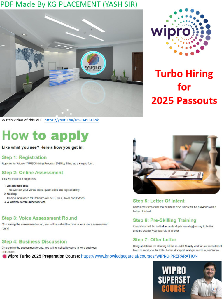 Wipro Turbo 2025 Syllabus & Exam Pattern (KG Placement) | PDF | Matrix ...