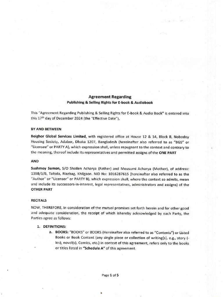 Agreement-Sushmoy Sumon | PDF