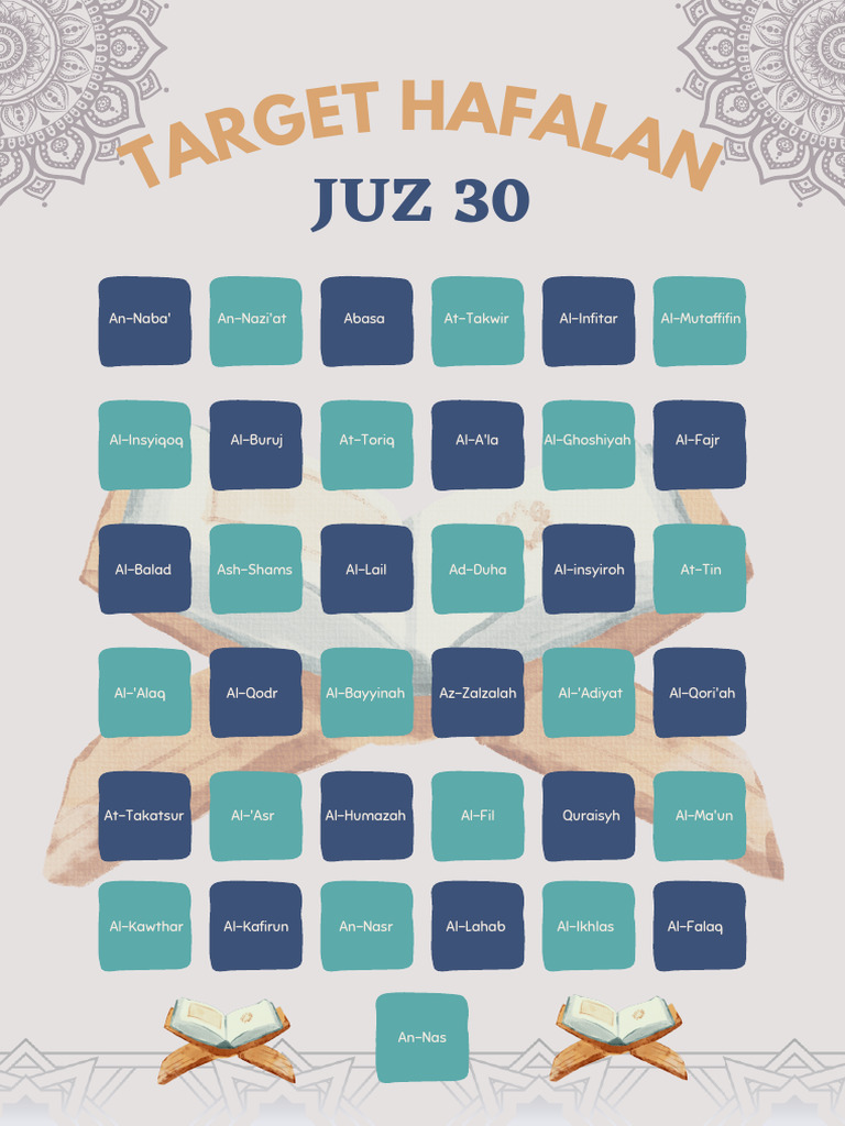 Grey Green Simple Juz Amma Tracker Ramadhan Planner A4 Document ...