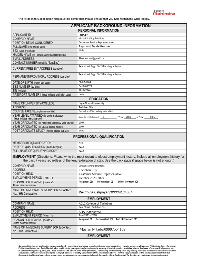 Applicant Info Sheet_with Residential Chec1 (3) | PDF