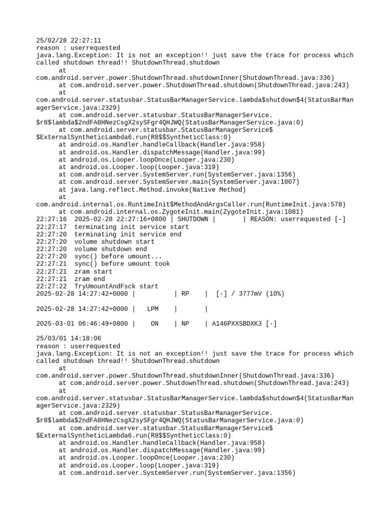 Android Shutdown Process Trace Logs | PDF | Embedded Linux Distributions | Mobile Linux