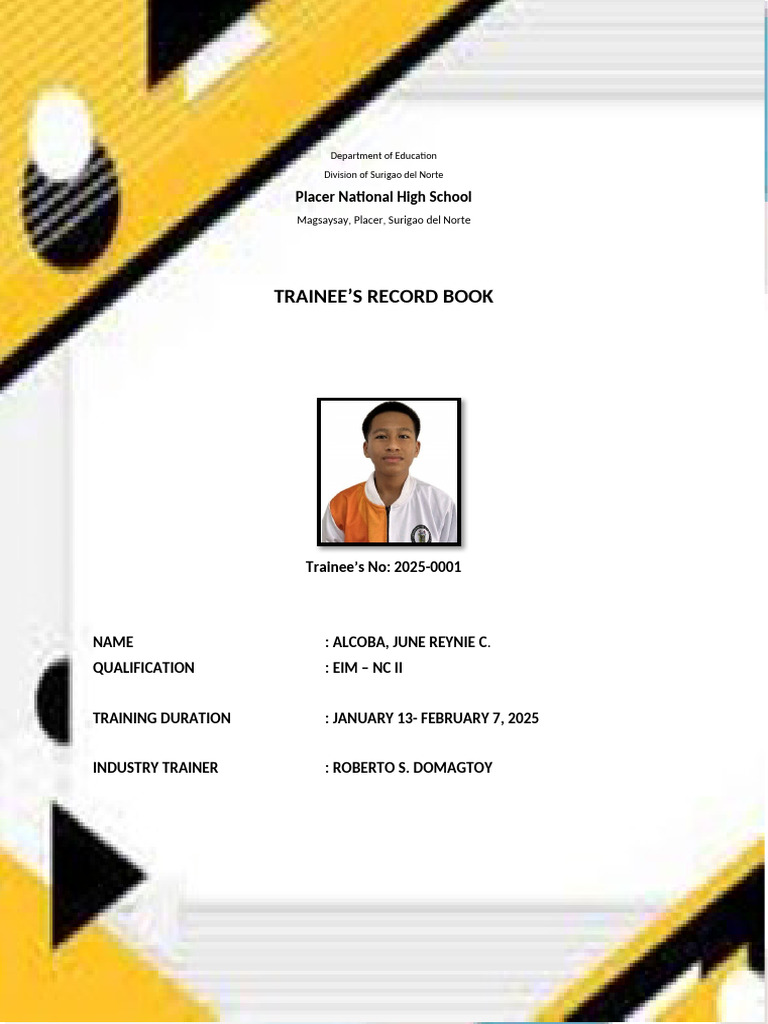 Trainee Record Book for EIM-NC II | PDF | Personal Protective Equipment ...