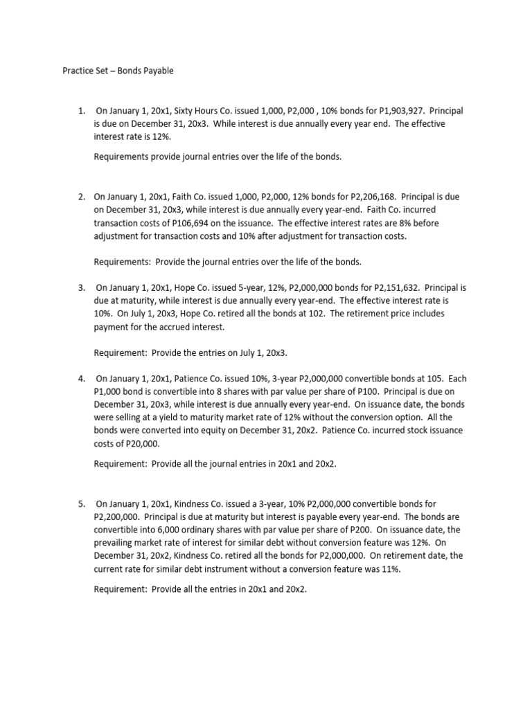 PracticeSet BondsPayableWITHANSWERS | PDF | Bonds (Finance) | Securitization