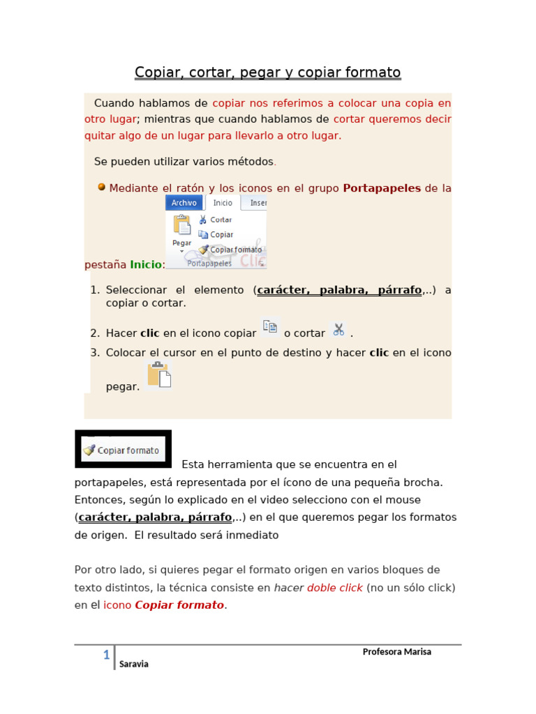 Copiar, Cortar y Pegar: Guía Práctica | PDF