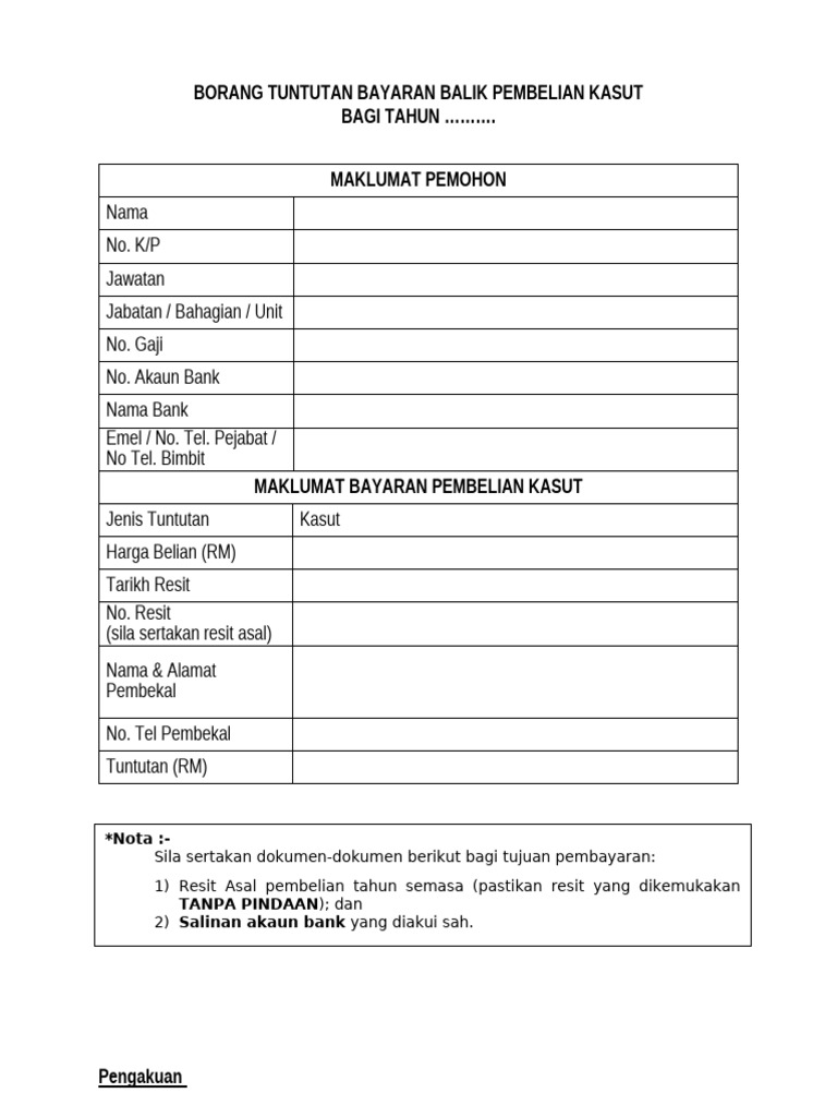 Borang Tuntutan Bayaran Balik | PDF