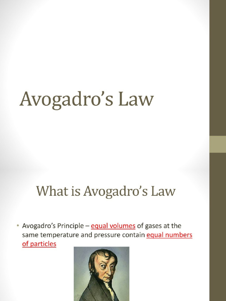 Avogadro's Gas Law | PDF