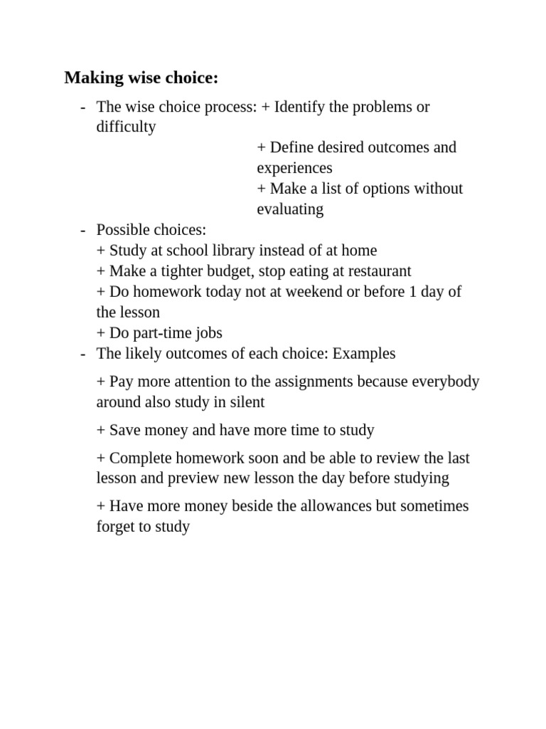 Making Wise Choice | PDF