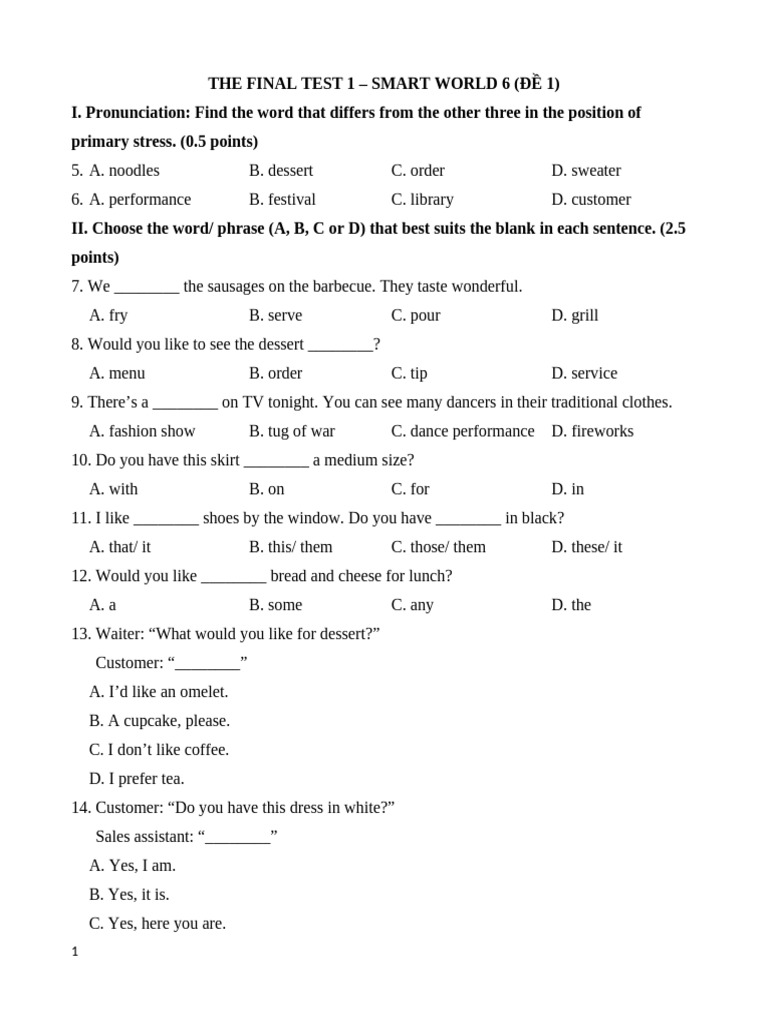 Đề CK1 SW 6 (Đề 1) | PDF