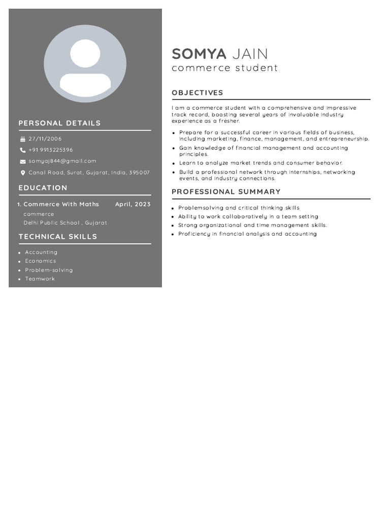 Somya Jain Commerce Student 1735446841108 | PDF