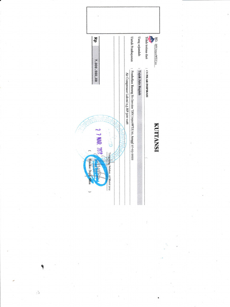 Invoice Pembelian Air Compressor | PDF | Turbomachinery | Gas Technologies