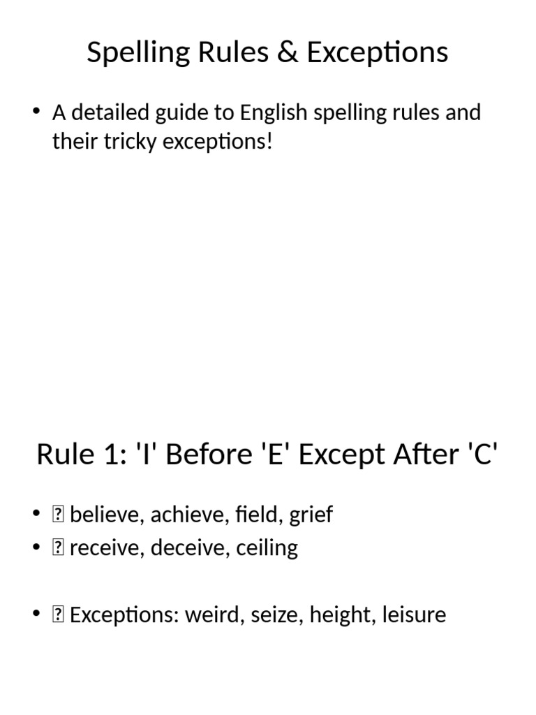 Spelling Rules Exceptions | PDF