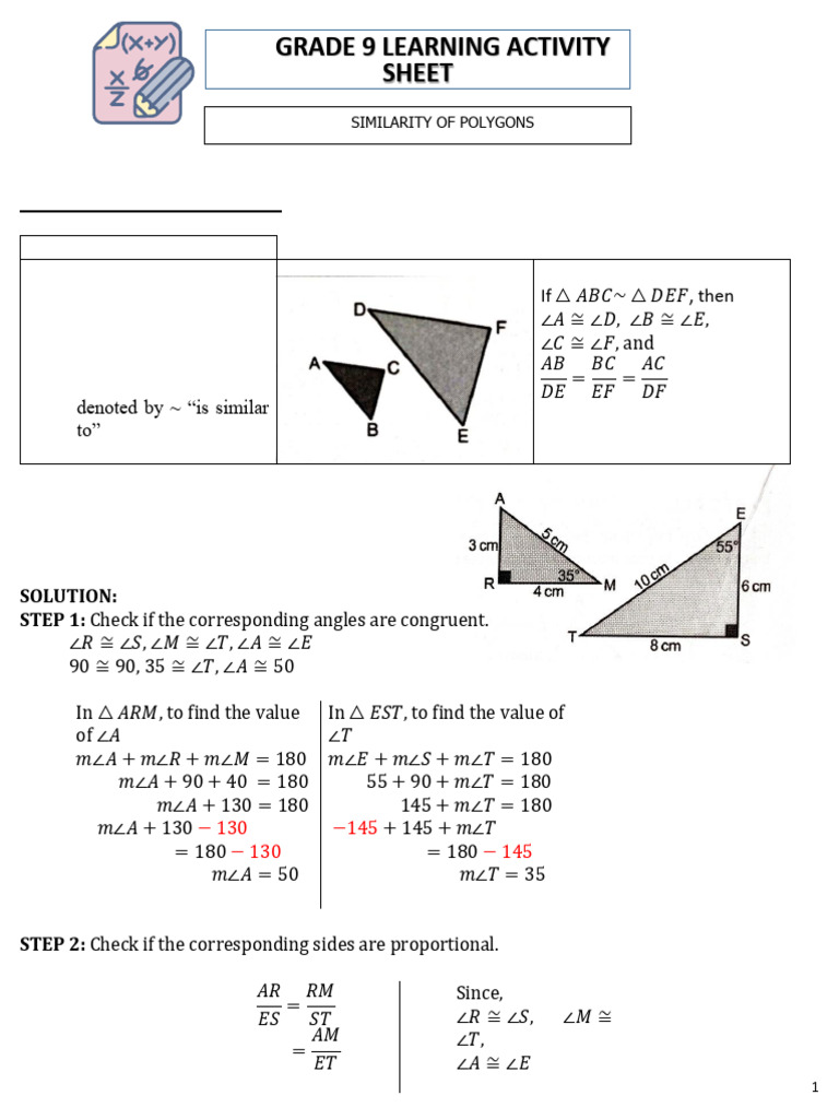 Activity Sheet Similarity | PDF | Mathematics | Classical Geometry