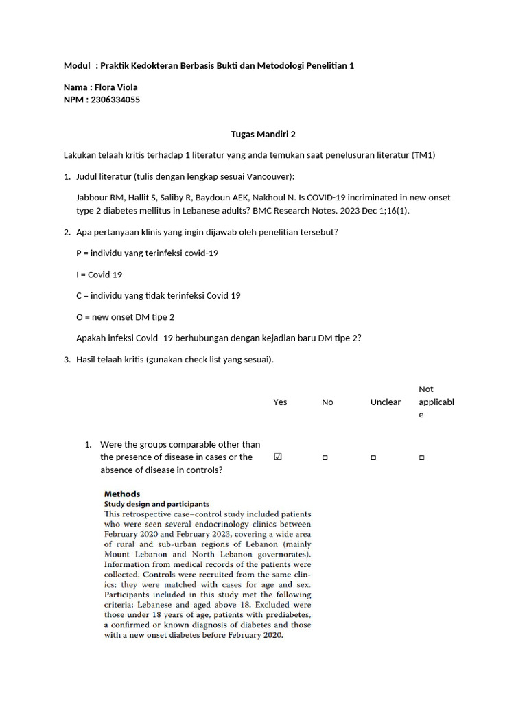 Lembar Tugas Modul Metlit EBM_TM2 | PDF