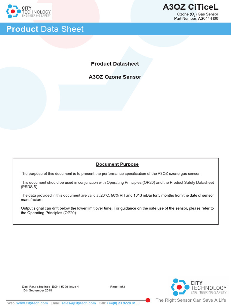 Sps Siot Citytech A3oz Sensor Datasheet | PDF | Sensor | Electricity