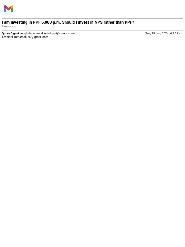 Gmail - I Am Investing in PPF 5,000 P.M. Should I Invest in NPS Rather Than PPF | PDF