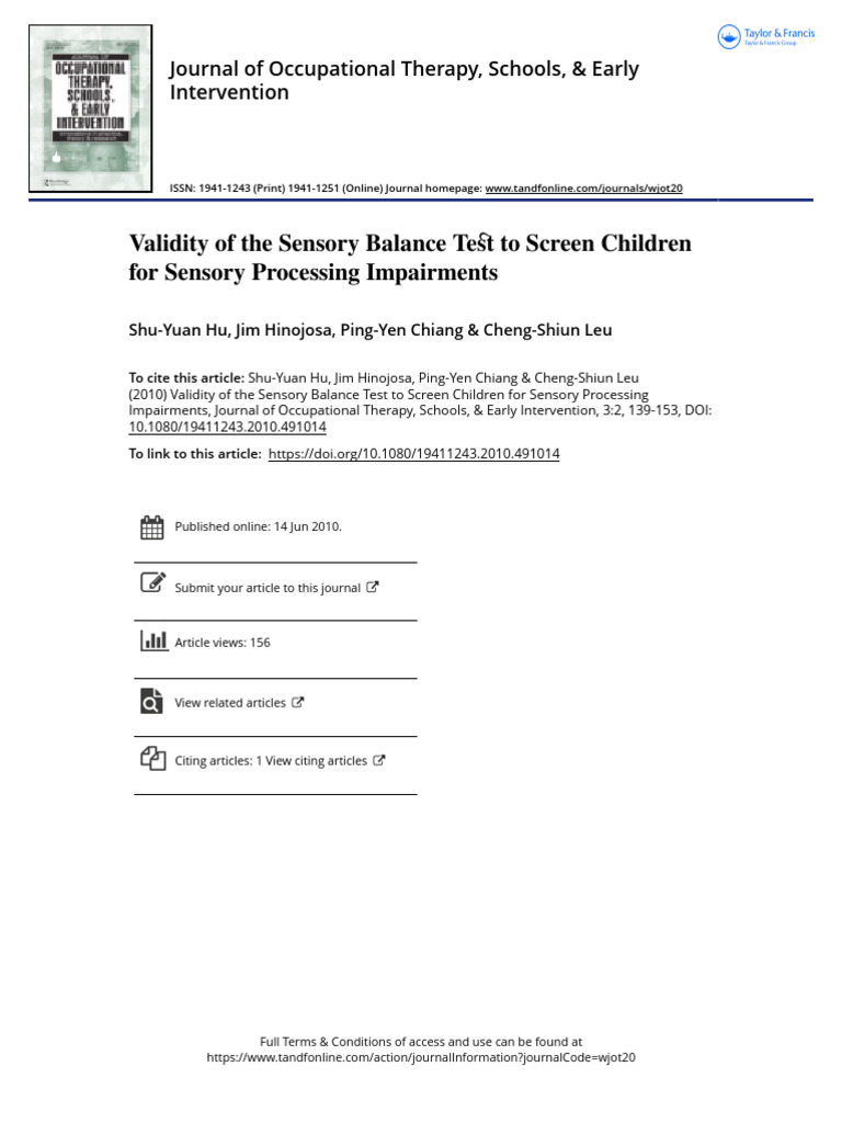 05-Validity of The Sensory Balance Test To Screen Children For Sensory ...