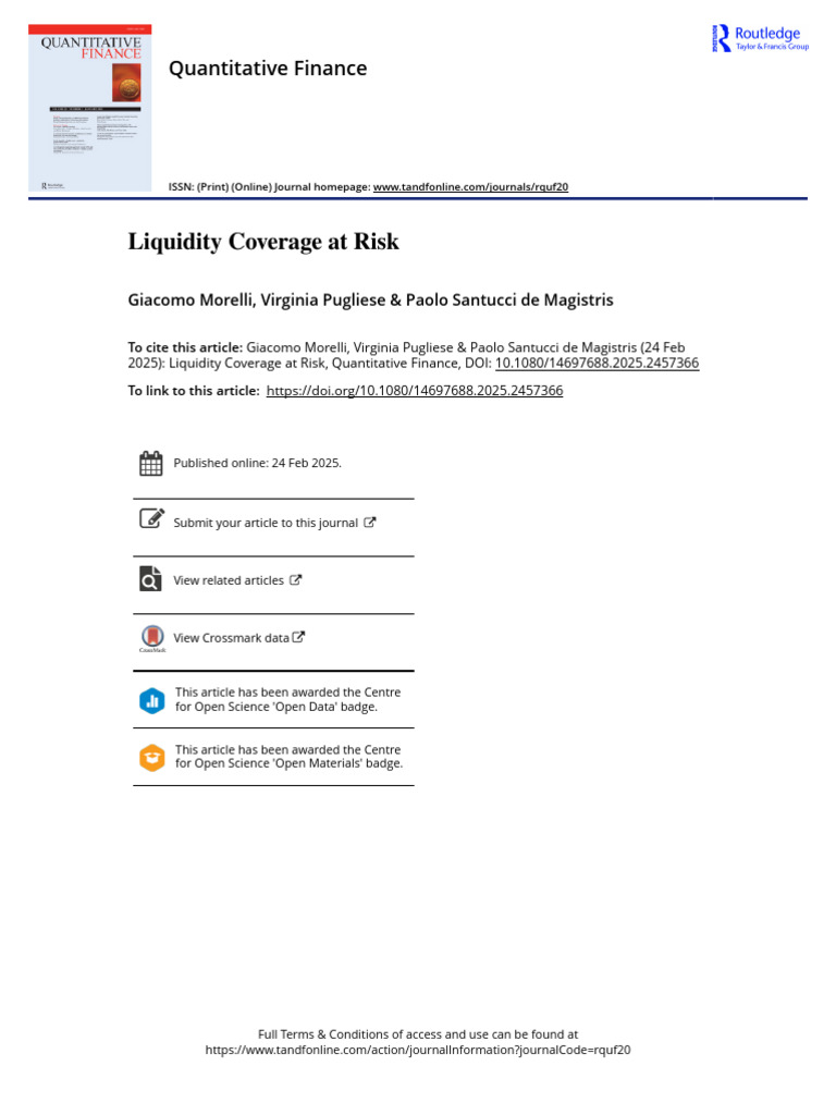 Liquidity Coverage at Risk Analysis | PDF | Market Liquidity ...