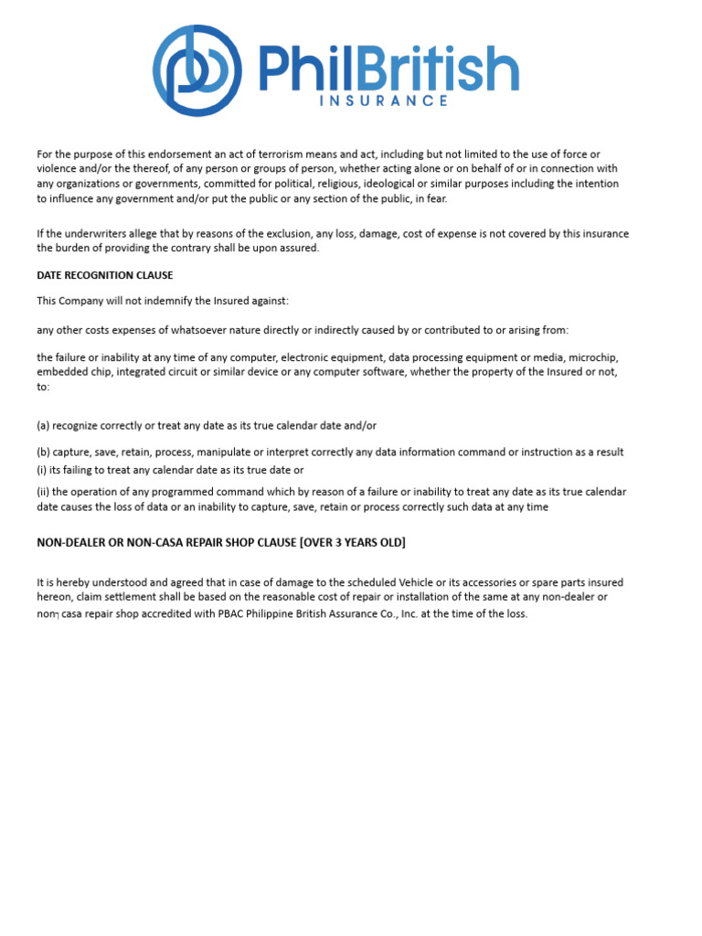Insurance Exclusions and Clauses | PDF