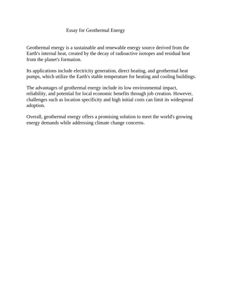 Essay for Geothermal Energy | PDF