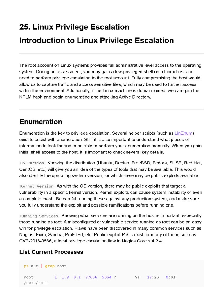 25.LinuxPrivilegeEscalation | PDF | Superuser | Sudo
