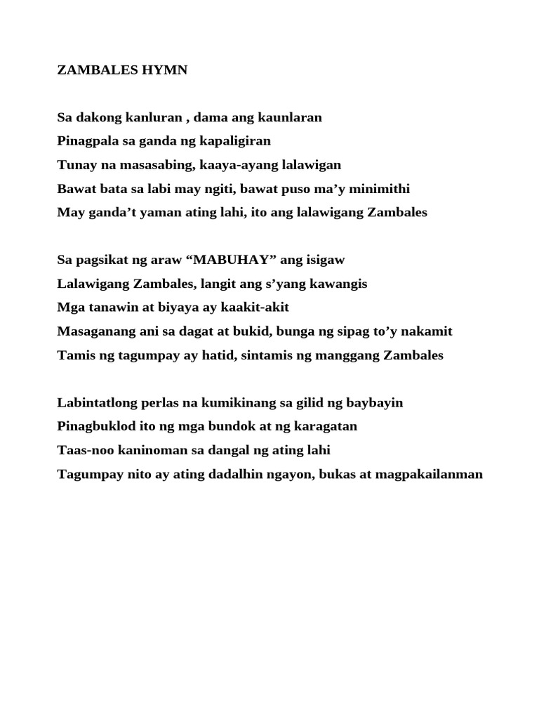 Zambales Hymn | PDF