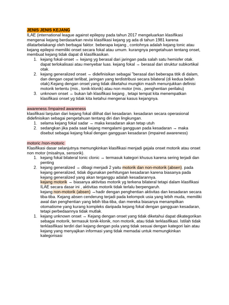 Klasifikasi Jenis Kejang Epilepsi | PDF