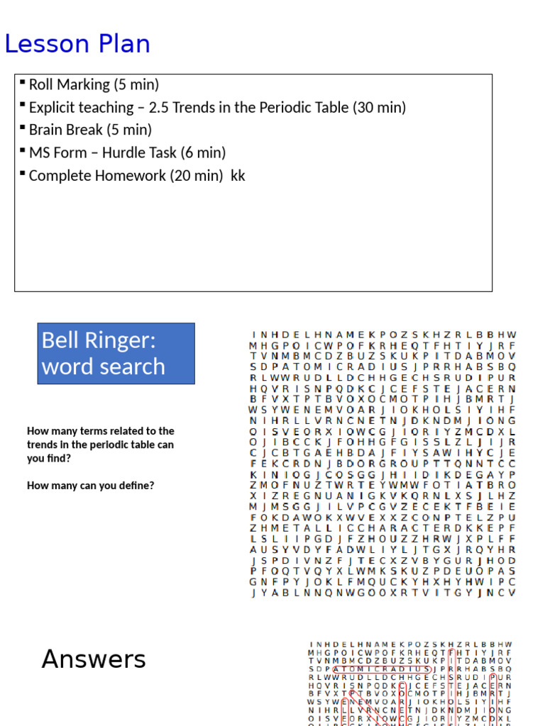 Trends in the Periodic Table Lesson Plan | PDF | Periodic Table | Atoms