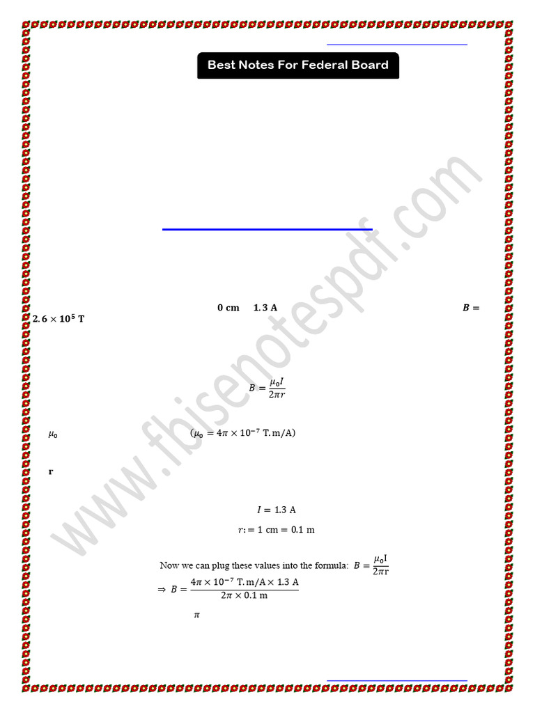 Fbise 9th Phy Numerical Chap 8 | PDF | Magnetic Field | Metrology