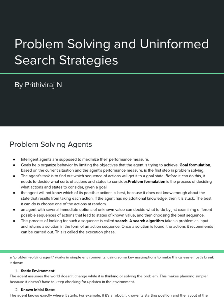 Problem Solving and Uninformed Search Strategies | PDF | Theoretical Computer Science | Applied ...