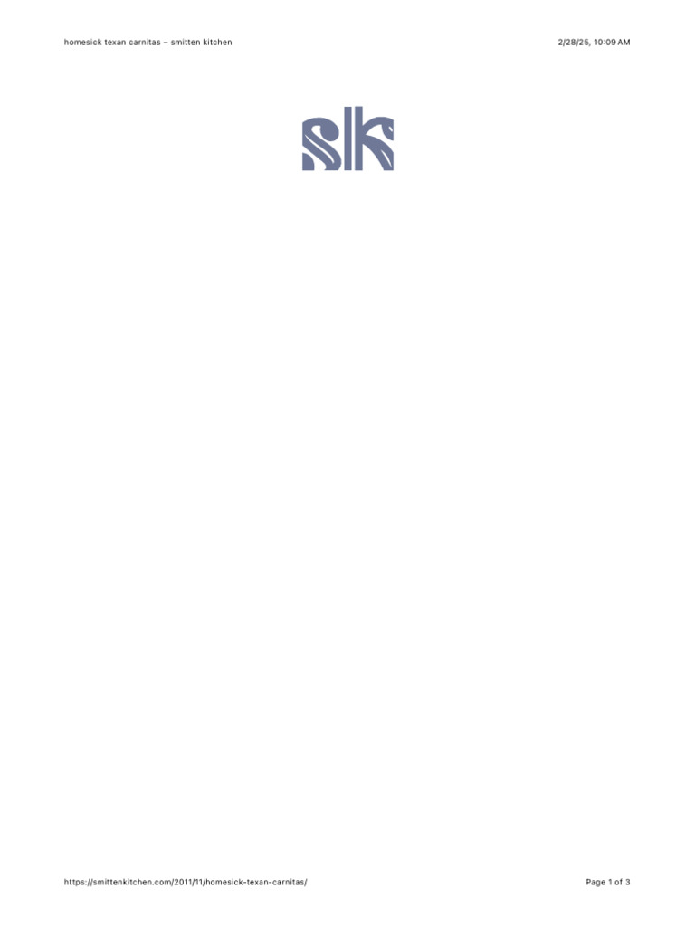 Homesick Texan Carnitas - Smitten Kitchen | PDF