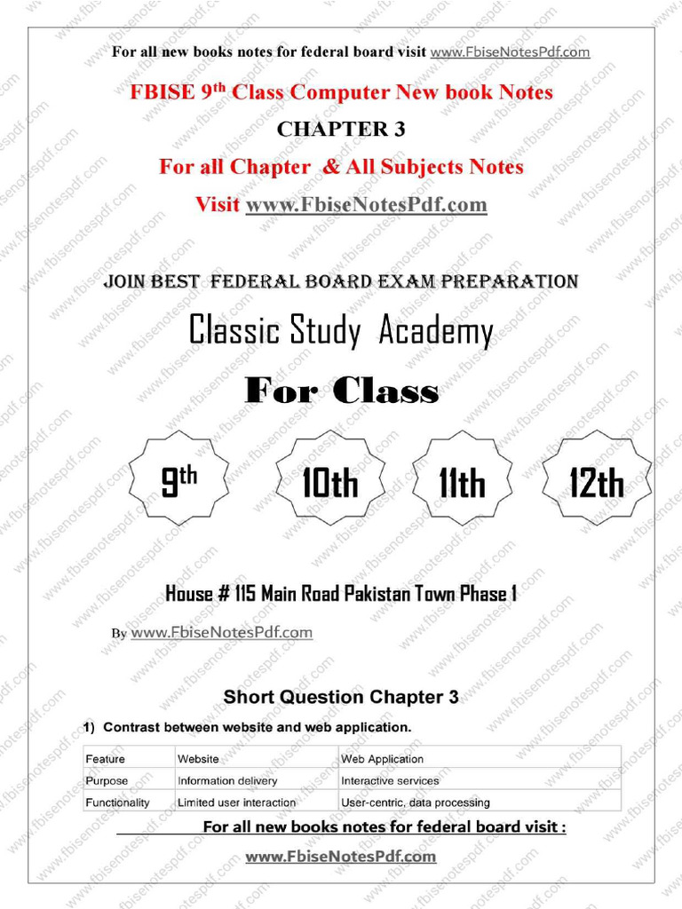 fbise-9th Ex.Qs Comp chap 3 | PDF