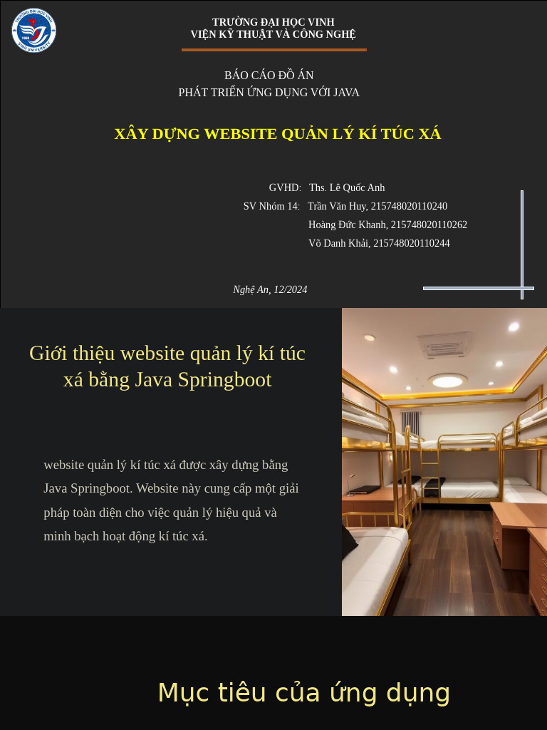 Gioi Thieu Website Quan Ly Ki Tuc Xa Bang Java Springboot | PDF