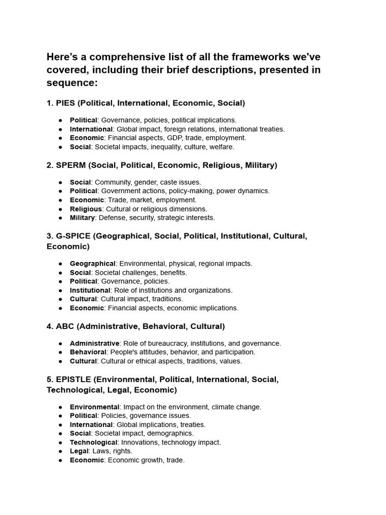 Frameworks For Answer Writing | PDF | Sustainability | Governance