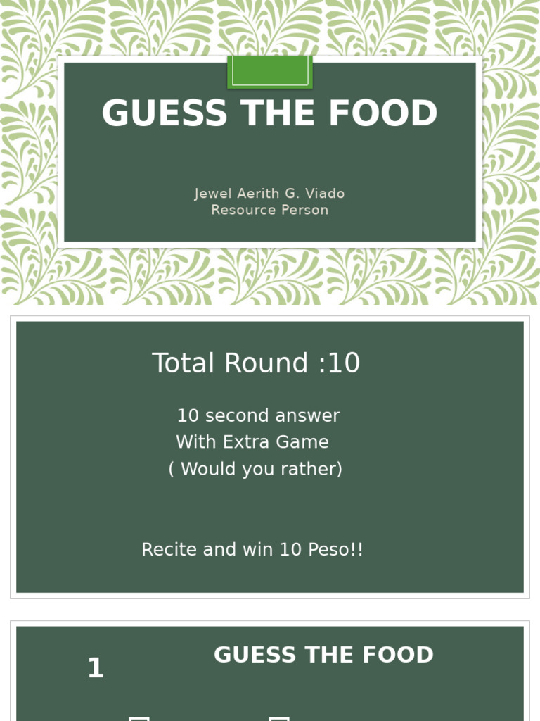 Food Guessing Game Instructions | PDF