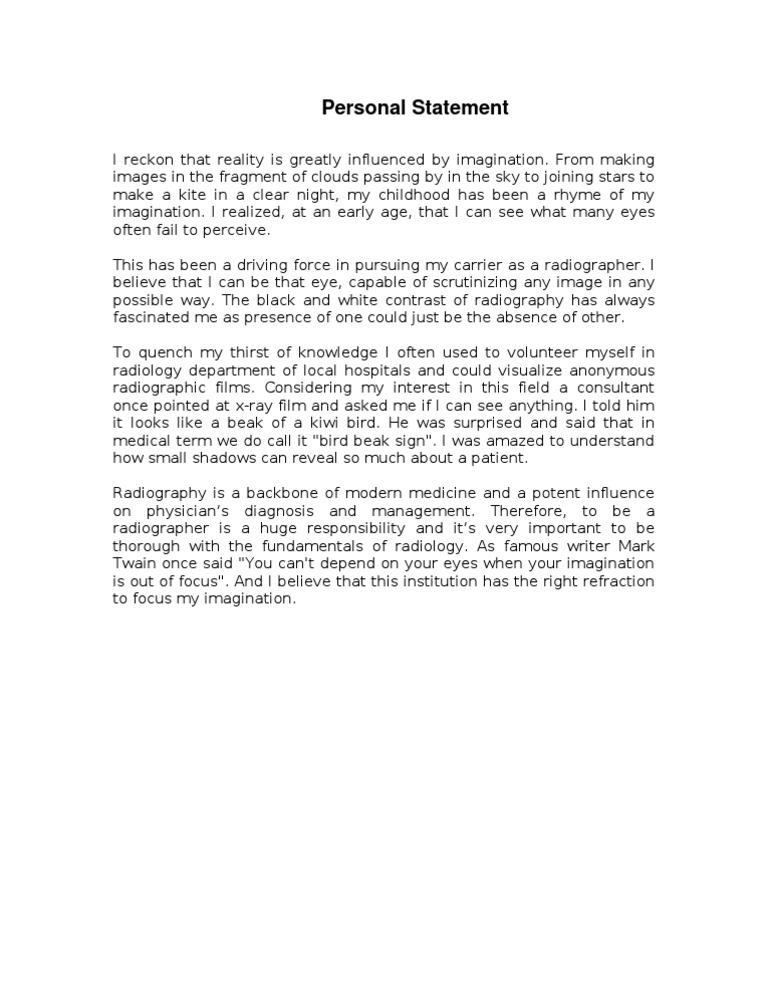 Radiography Personal Statement Insight | PDF | Philosophy