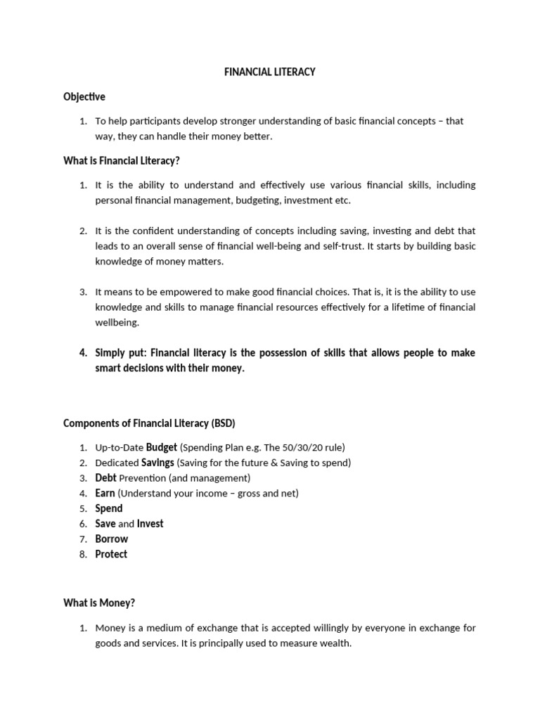 Financial Literacy Guide for Teens | PDF | Financial Literacy | Money