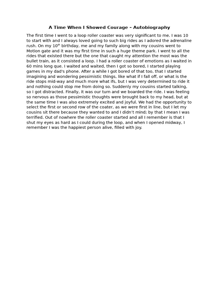 A Time When I Showed Courage | PDF