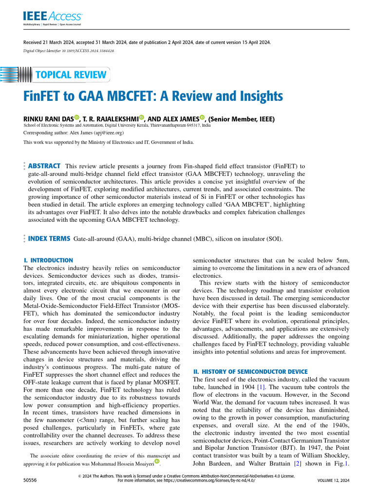 FinFET_to_GAA_MBCFET_A_Review_and_Insights | PDF | Mosfet | Field Effect Transistor