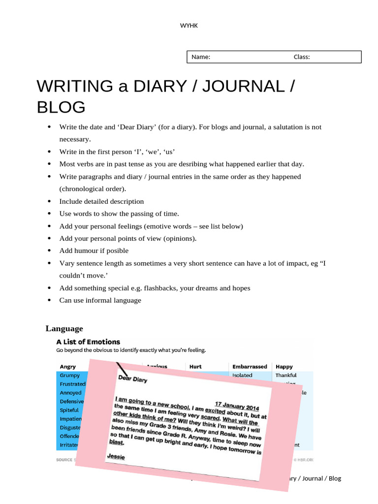How to Write a Diary, Journal, or Blog | PDF | English Language | Meal